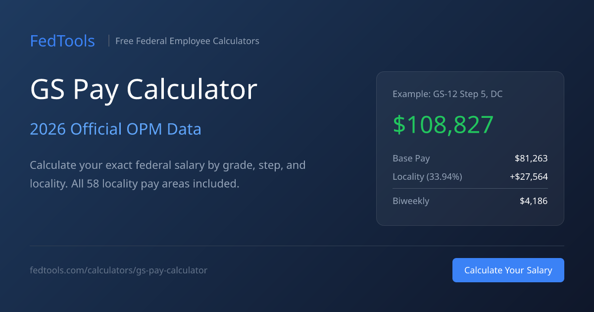 GS Pay Calculator 2026 with Locality Pay — Instant Results | FedTools